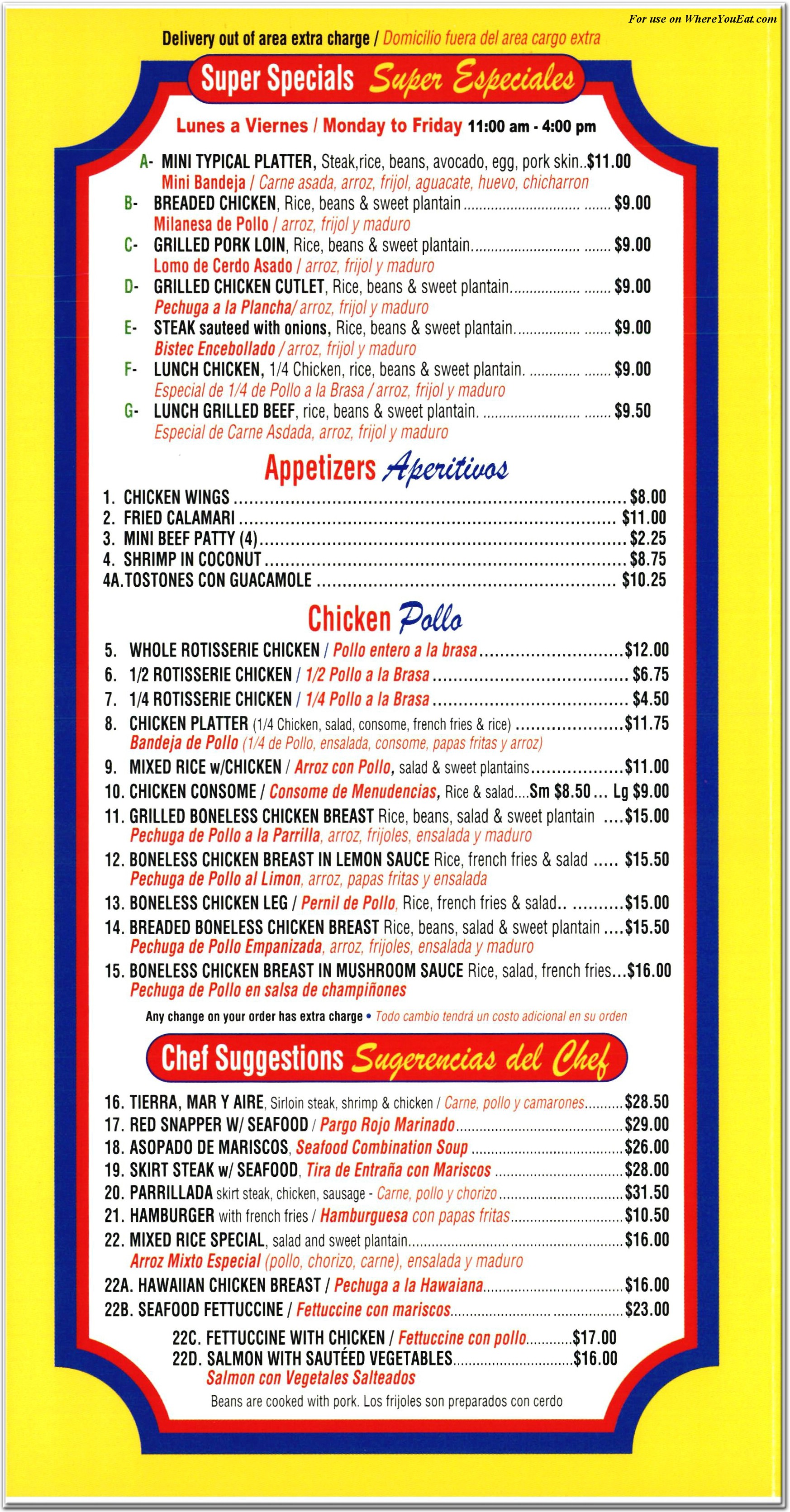 Mr. Pollo Restaurant in Staten Island / Official Menus & Photos