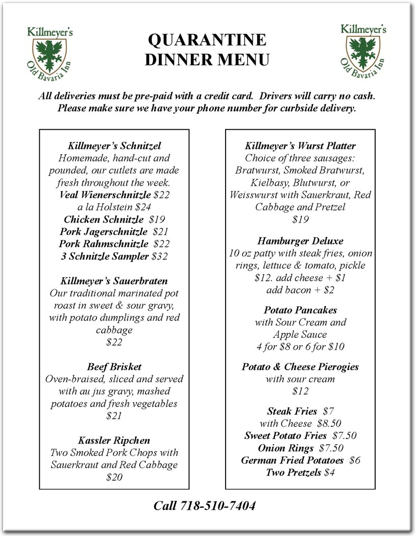 Killmeyers Restaurant in Staten Island / Official Menus & Photos