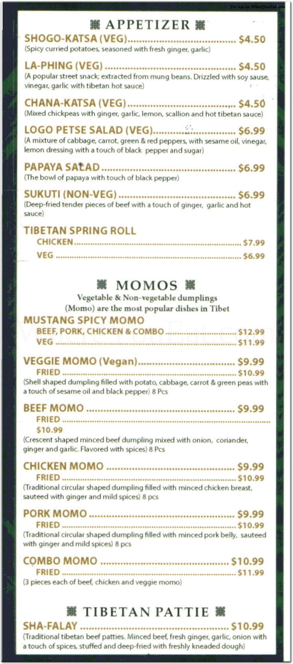 Cafe Tibet Restaurant in Brooklyn / Menus & Photos