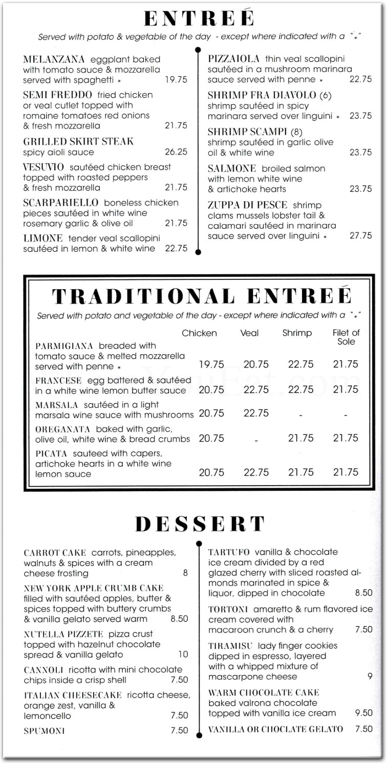 Vesuvio Restaurant in Brooklyn / Official Menus & Photos