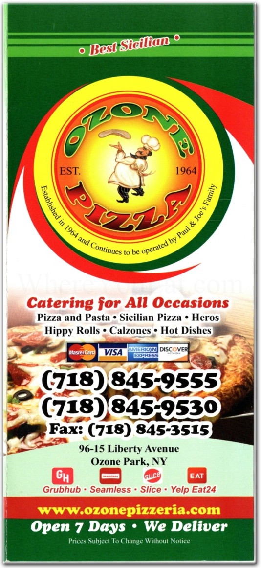 Ozone Pizza Restaurant in Queens / Official Menus & Photos