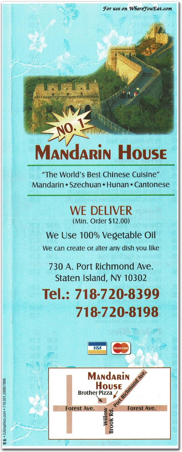 Mandarin House Restaurant in Staten Island / Official Menus & Photos