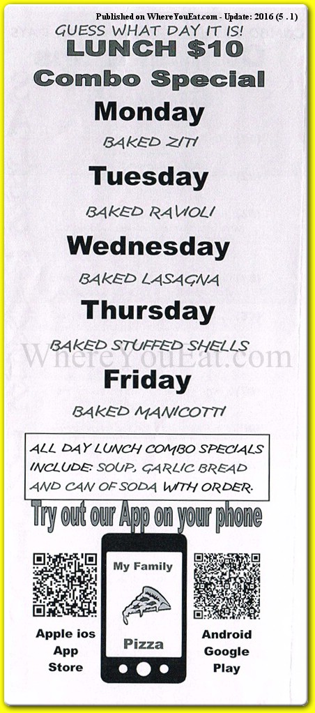 My Family Pizza Restaurant in Staten Island / Menus & Photos