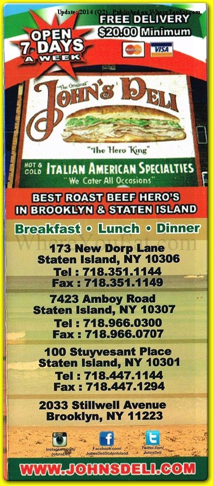 John's Deli-CLOSED Restaurant in Staten Island / Menus & Photos