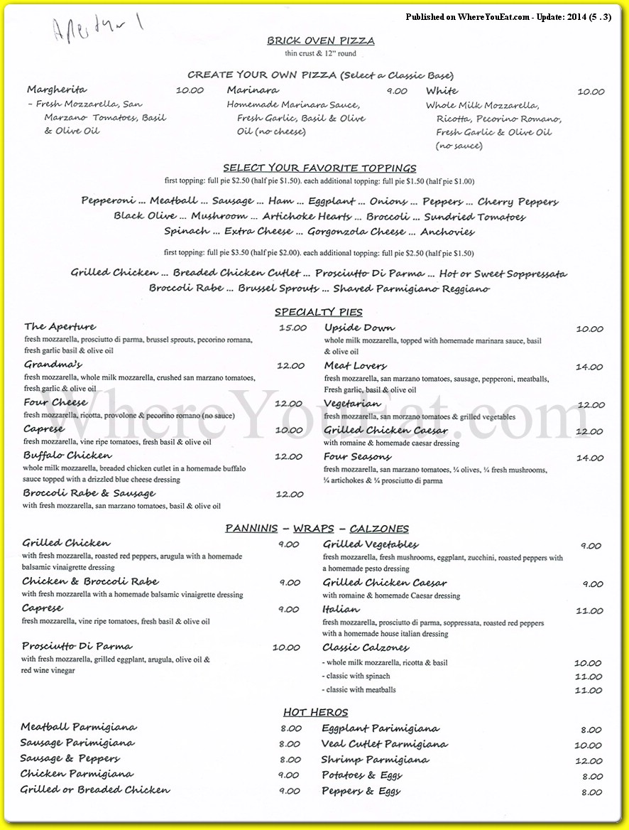 Aperture Restaurant in Brooklyn / Menus & Photos