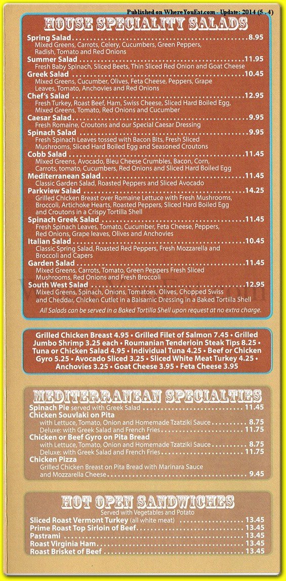 Parkview Diner Restaurant in Brooklyn / Official Menus & Photos