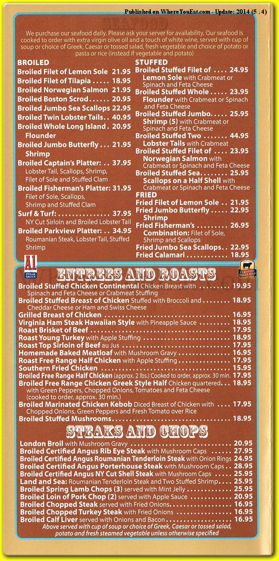 Parkview Diner Restaurant in Brooklyn / Official Menus & Photos