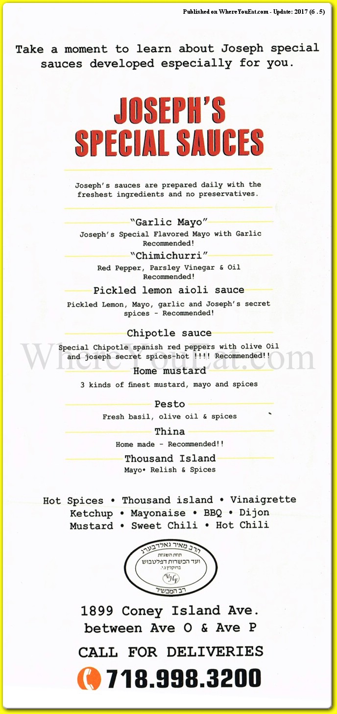 Joseph's Dream Burger Restaurant in Brooklyn / Official Menus & Photos