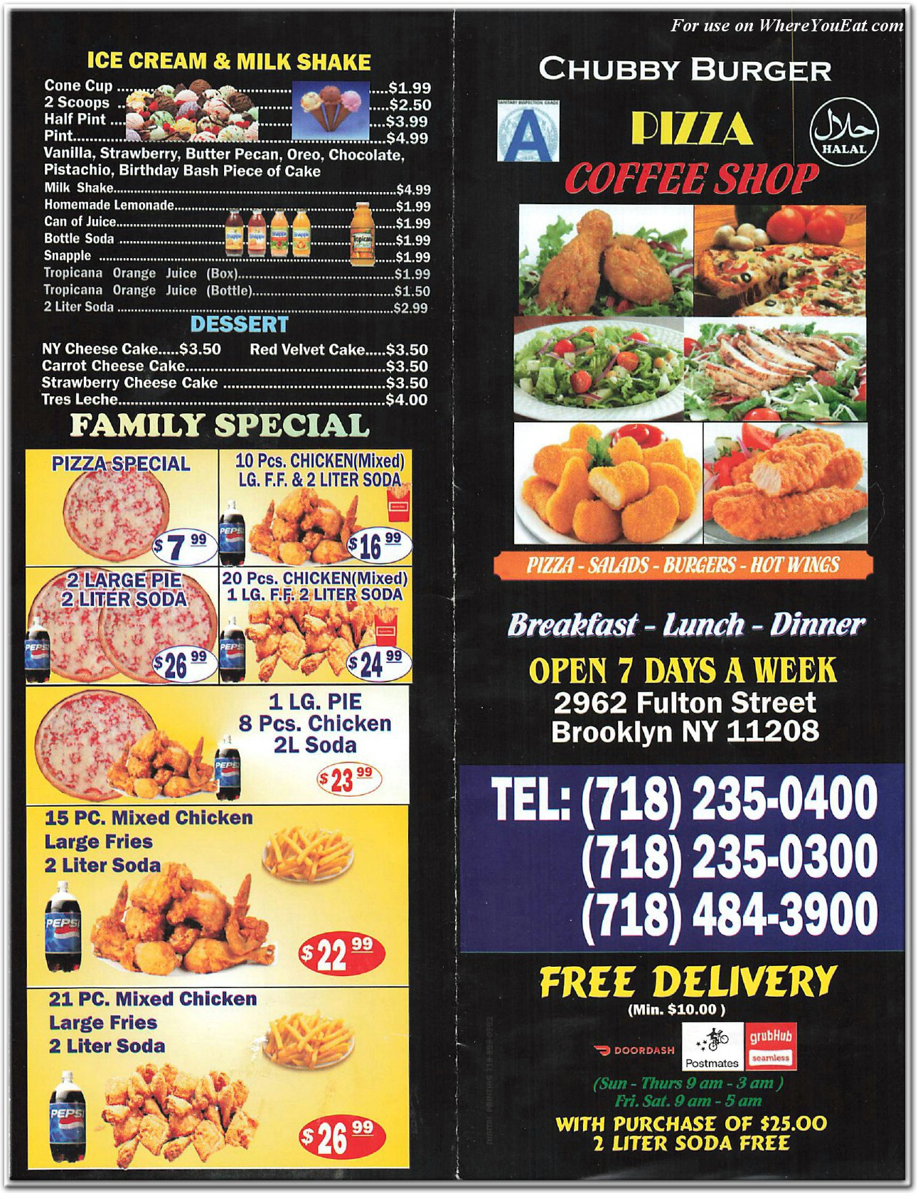 Chubby Burger Restaurant in Brooklyn / Menus & Photos