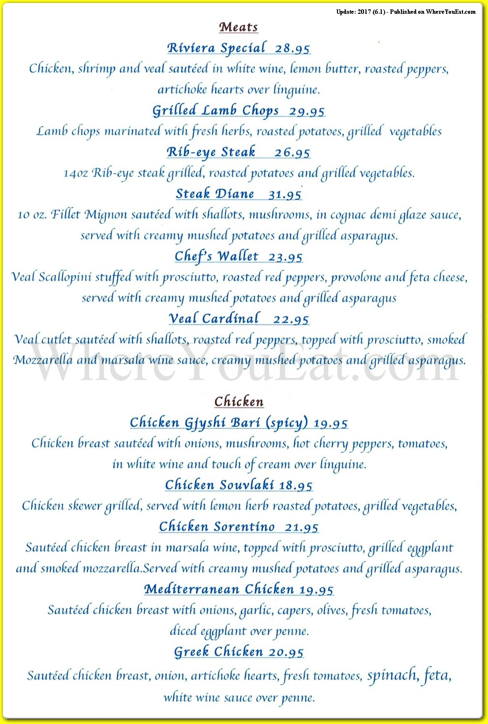 Riviera Restaurant in Staten Island / Official Menus & Photos