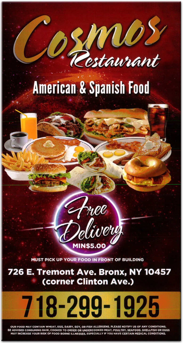 Cosmo's Restauran Restaurant in The Bronx / Official Menus & Photos