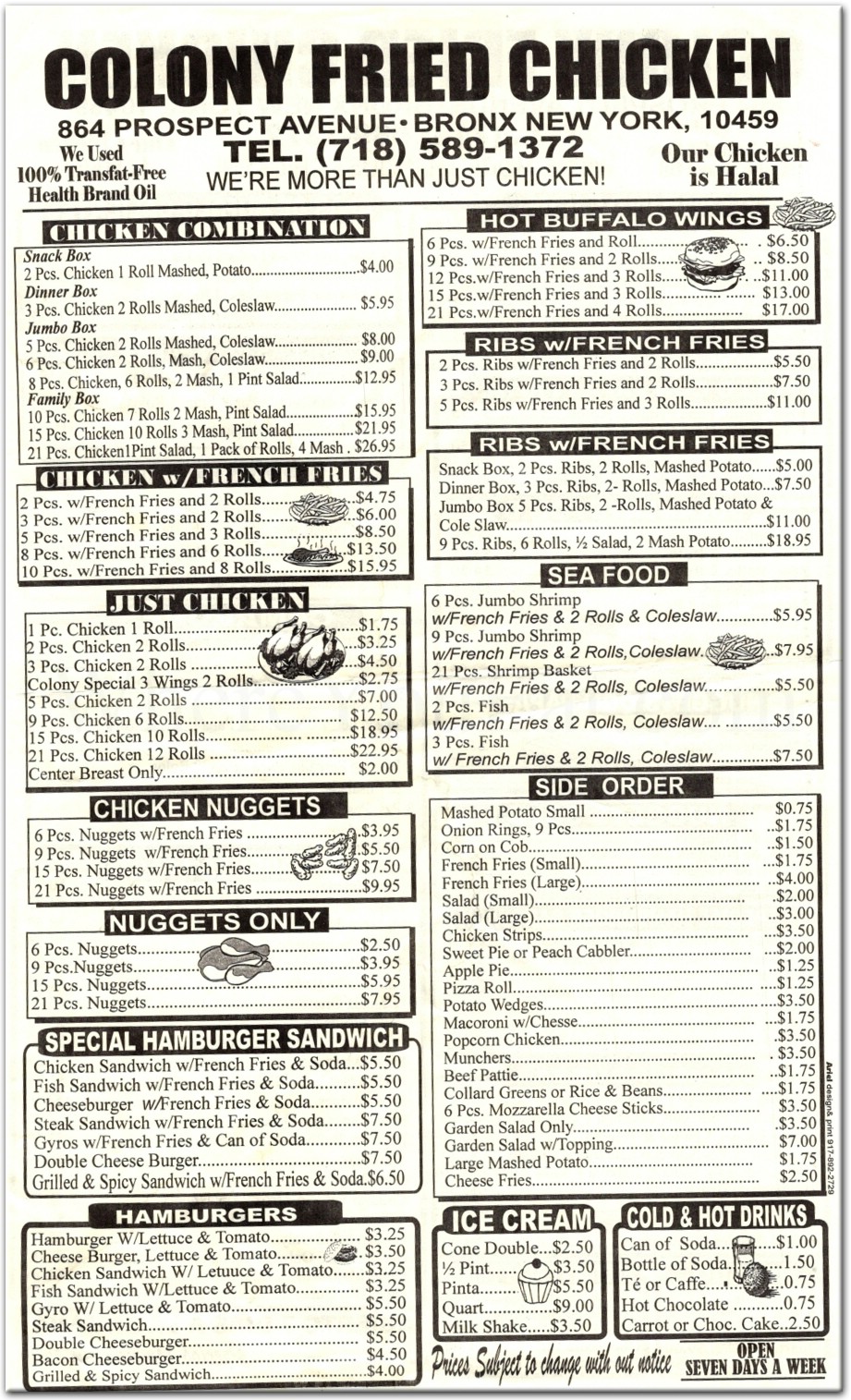 Colony Fried Chicken Restaurant in The Bronx / Official Menus & Photos
