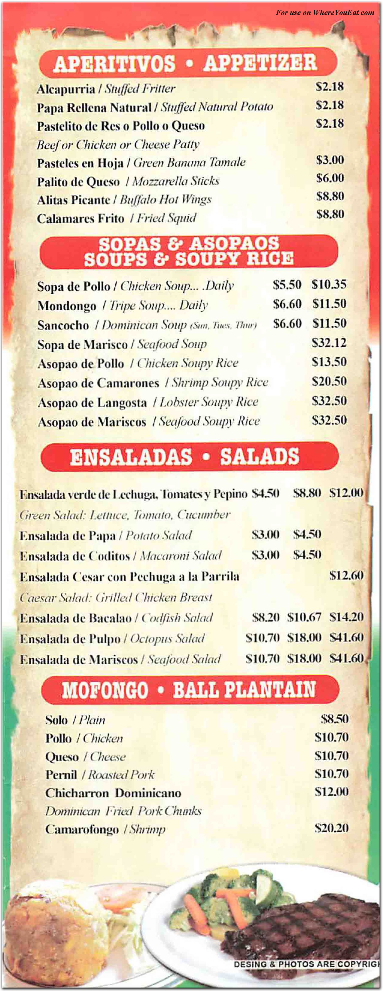 Caridad Restaurant in The Bronx / Menus & Photos