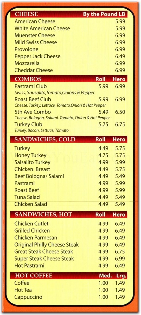 5th Ave Gourmet Deli Grill Restaurant in Brooklyn / Official Menus & Photos