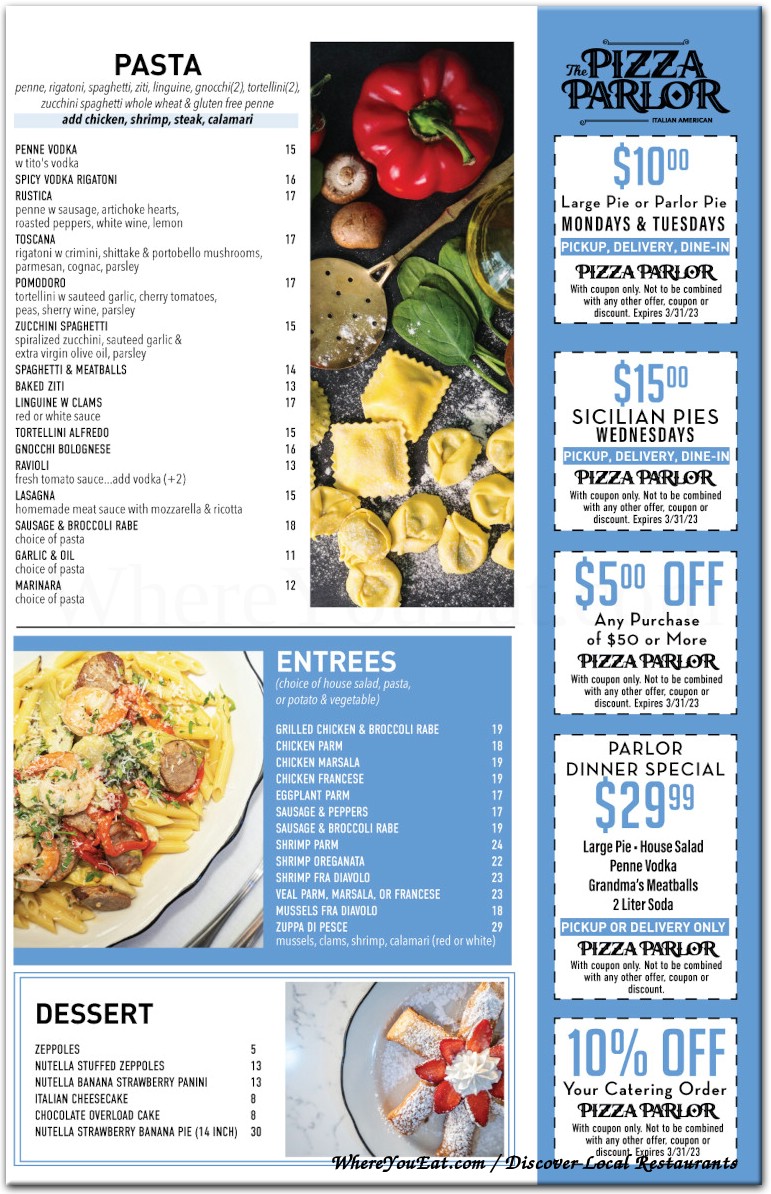 The Pizza Parlor II Restaurant in Staten Island / Menus & Photos