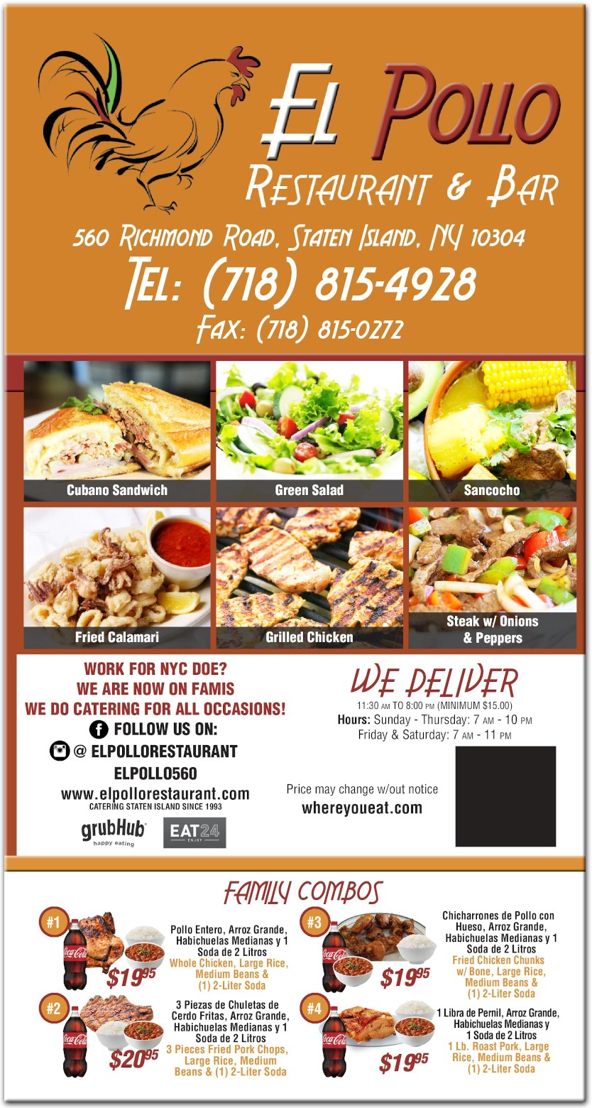 El Pollo Restaurant & Bar Restaurant in Staten Island / Official Menus ...