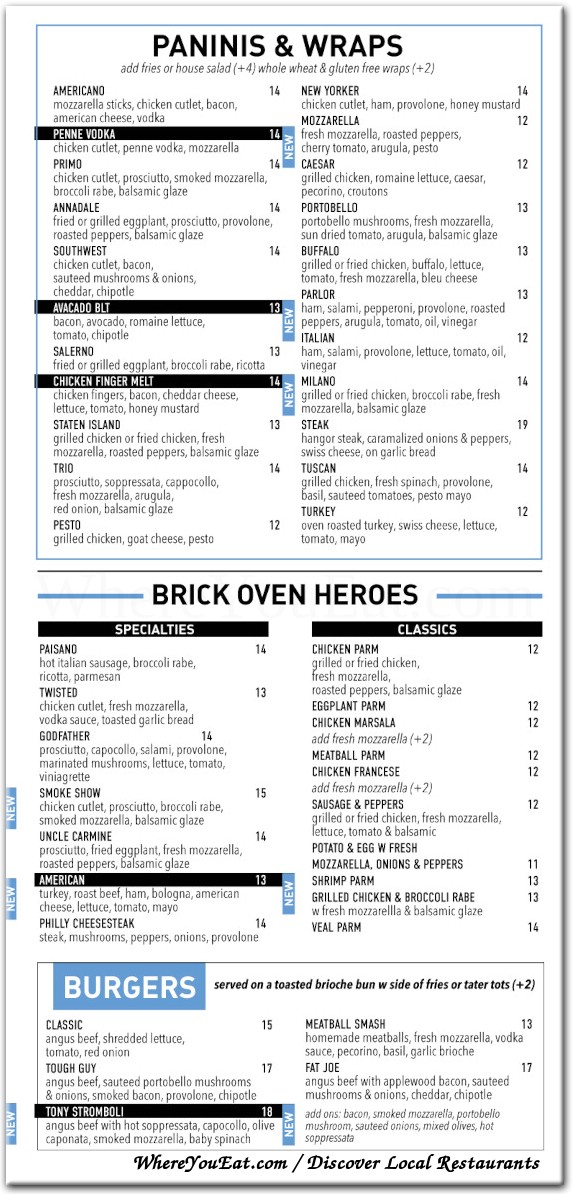 Pizza Parlor Restaurant in Staten Island / Official Menus & Photos